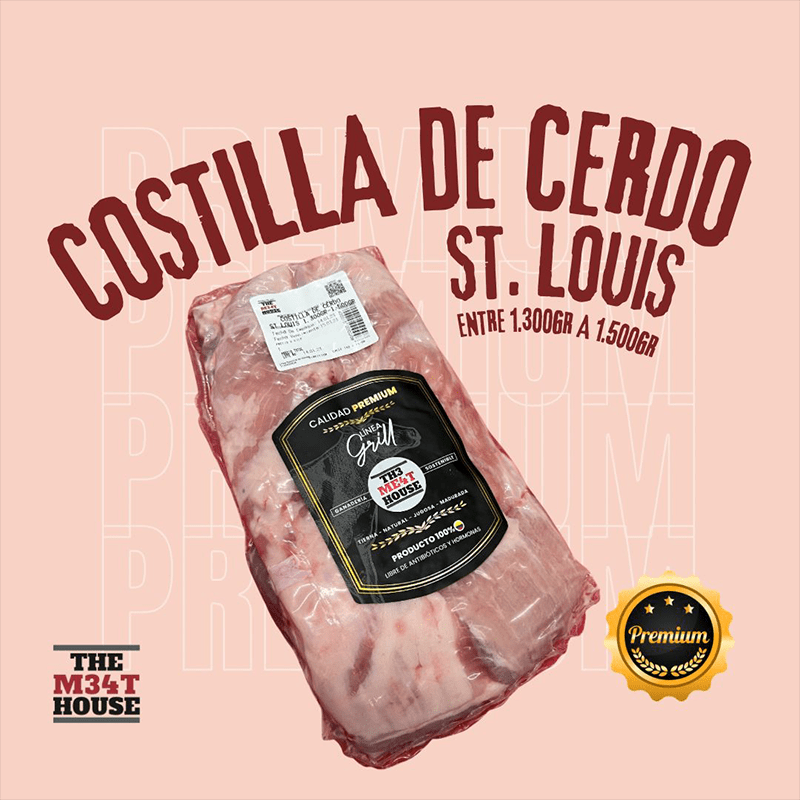Costilla de Cerdo St. Louis (1.300gr a 1.500gr) - Tres Cuartos Meat House